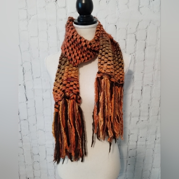lorenzo | Accessories | Lorenzo Chunky Knit Burnt Orang Brown Scarf ...